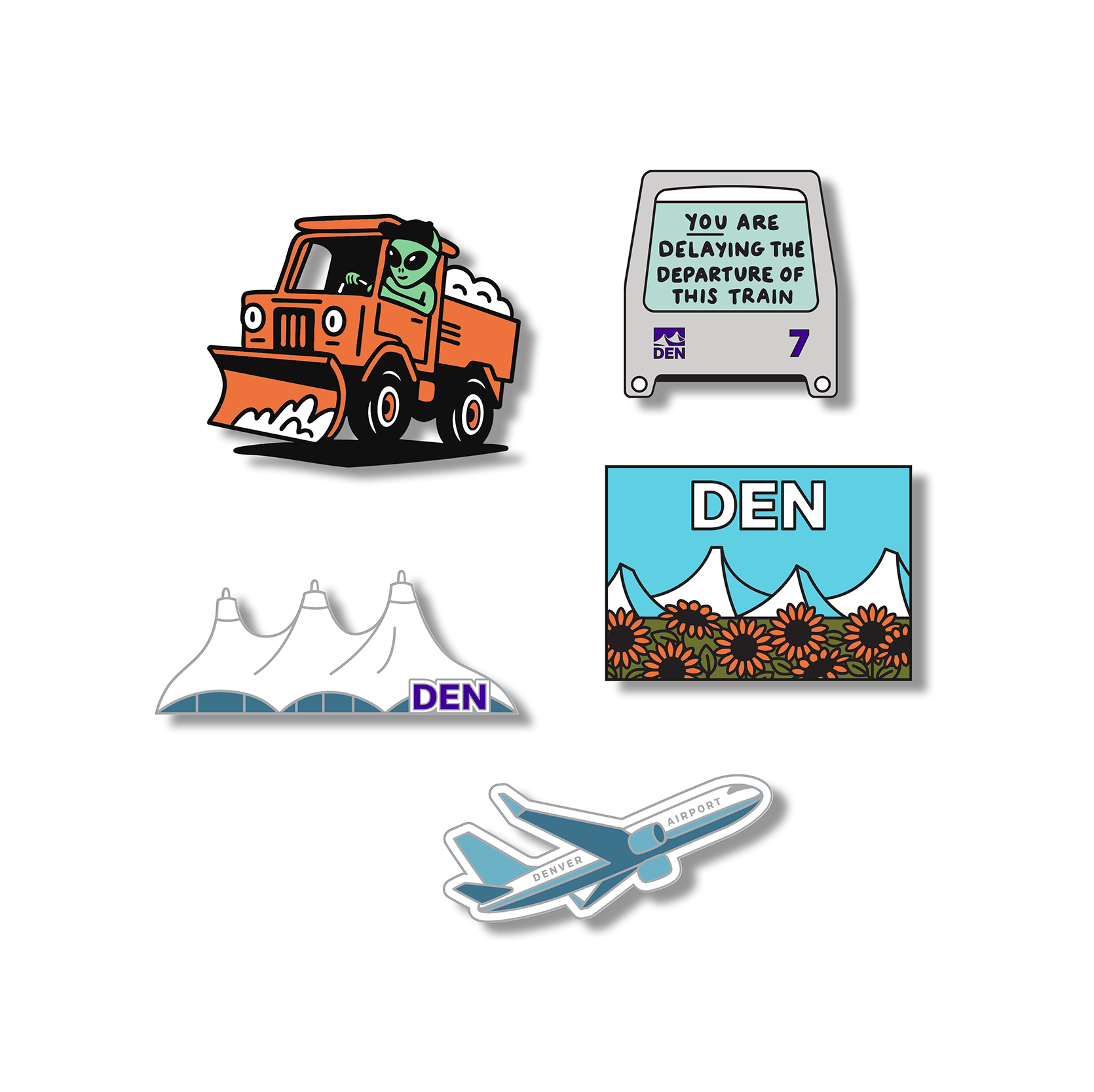 DEN Custom pin pack (5) – Denver International Airport Employee Store
